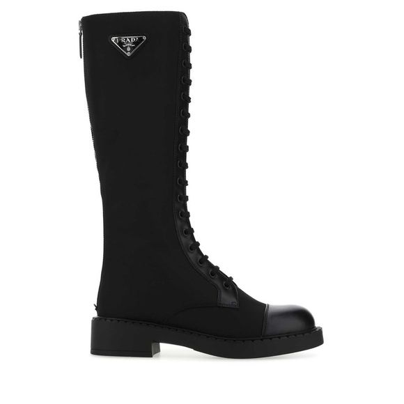 Prada | Shoes | Prada Black Renylon And Leather Boots | Poshmark